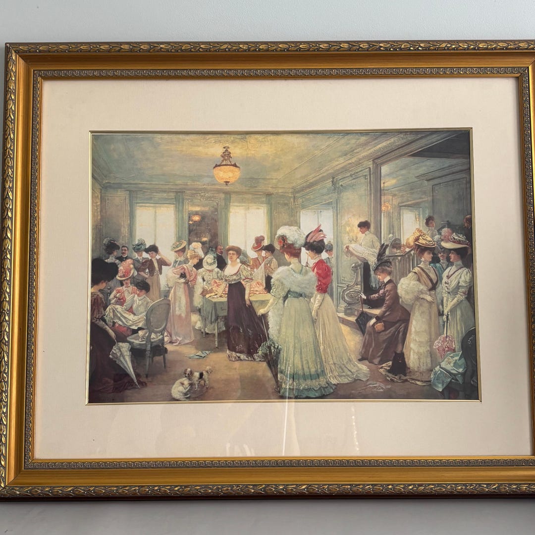 Vintage Framed Henri Gervex Print: Parisian Cafe Scene, Gold Gilded ...