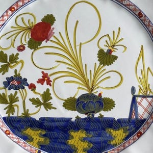 Italian Faience Dinner Plate: Hand-painted Blue Carnation Majolica ...