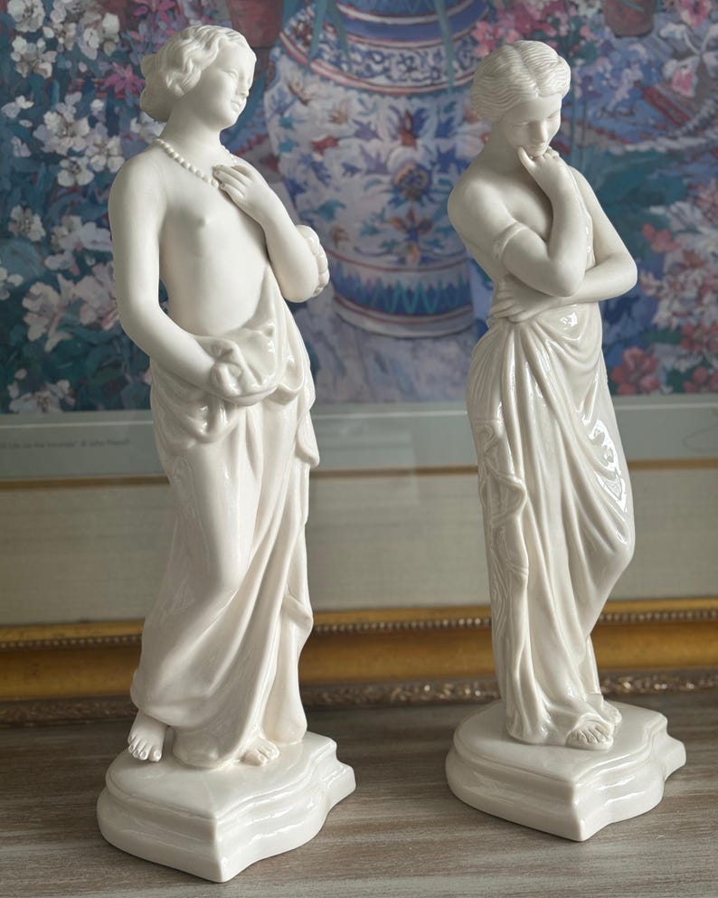 Vintage Belleek Porcelain Figurines – Affection & Meditation, Irish ...