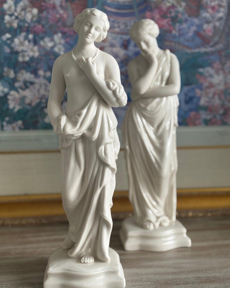 Vintage Belleek Porcelain Figurines – Affection & Meditation, Irish ...