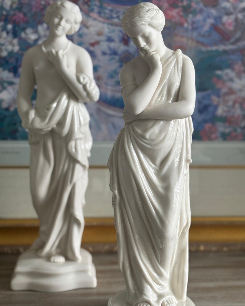 Vintage Belleek Porcelain Figurines – Affection & Meditation, Irish ...