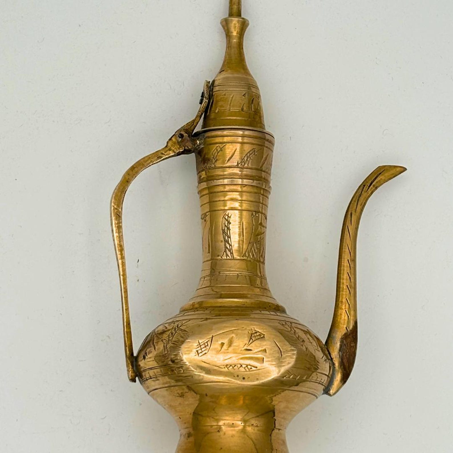Vintage Brass Ewer Engraved Dallah Pitcher/teapot. - Etsy