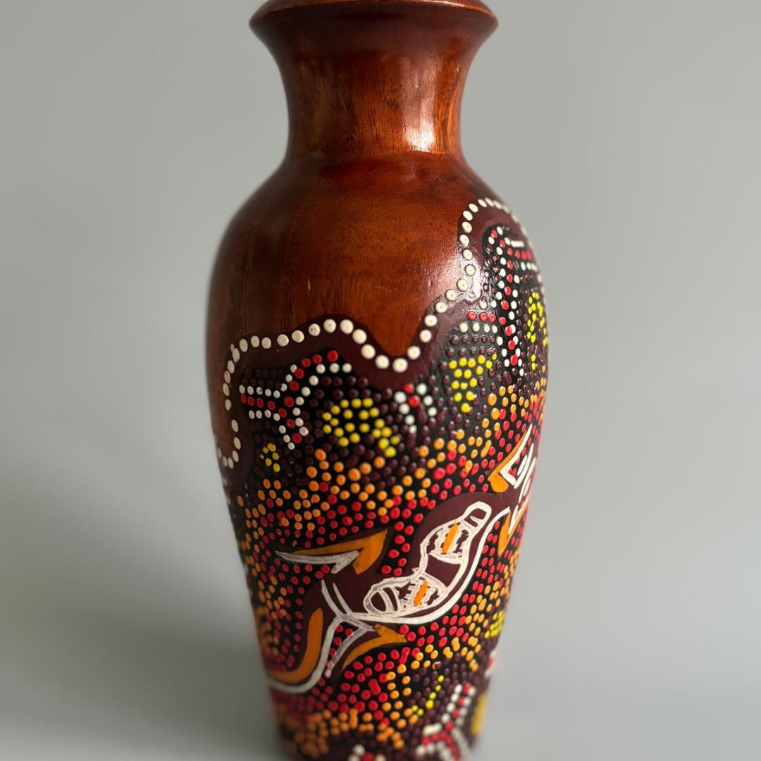 Valdo Australia Native Tribal Aboriginal Handpainted Dot Art Vase, 7H X ...