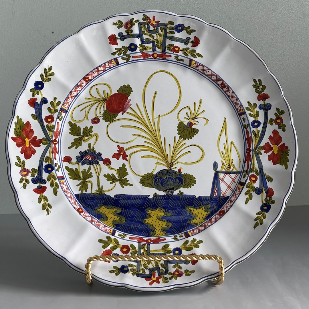 Majolica Faenza Garfano “blue Carnation” Italian Dinner Plate, 11 ...