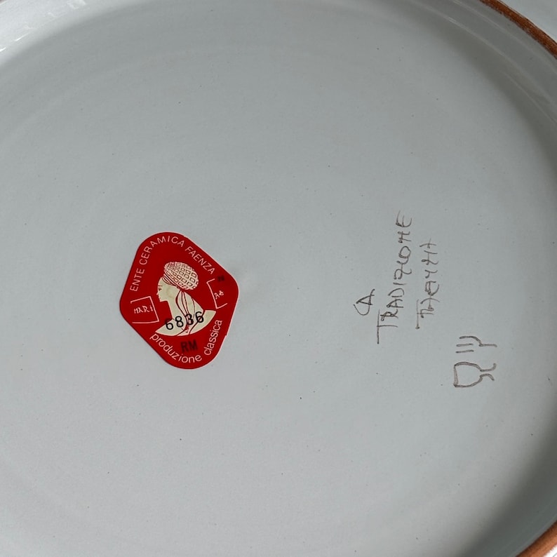 Italian Faience Dinner Plate: Hand-painted Blue Carnation Majolica ...