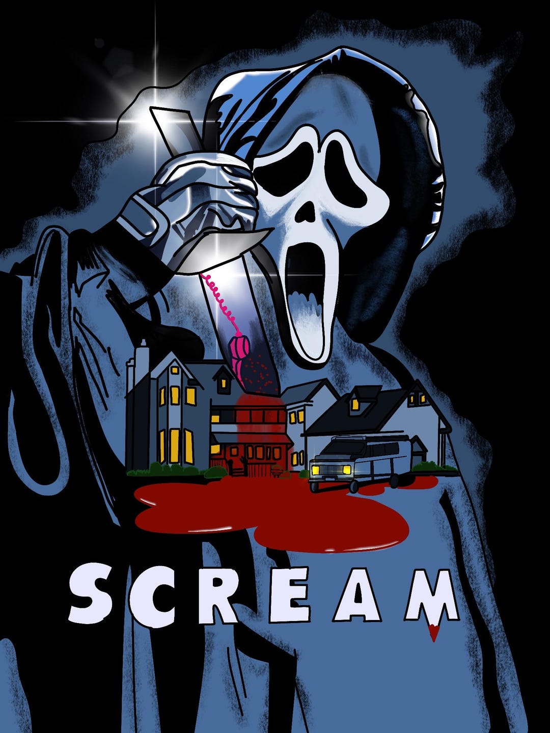 Scream Movie Poster Hand Drawn Digital Print - Etsy