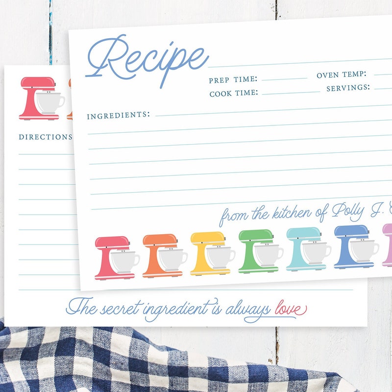 Personalized Recipe Cards - Etsy