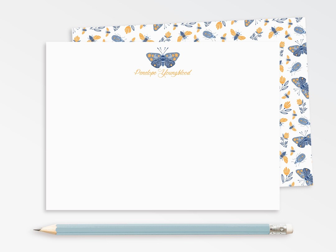 Personalized Note Cards, Butterfly Stationery Set, Notecards With ...