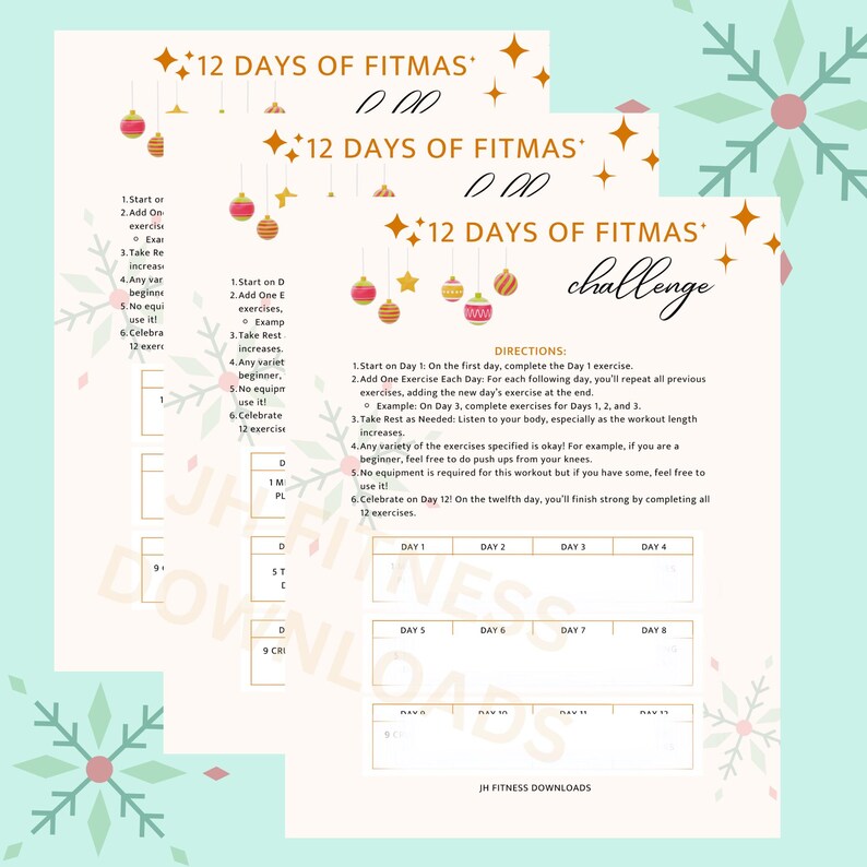 12 Days of Fitmass | Christmas Fitness Challenge - Etsy