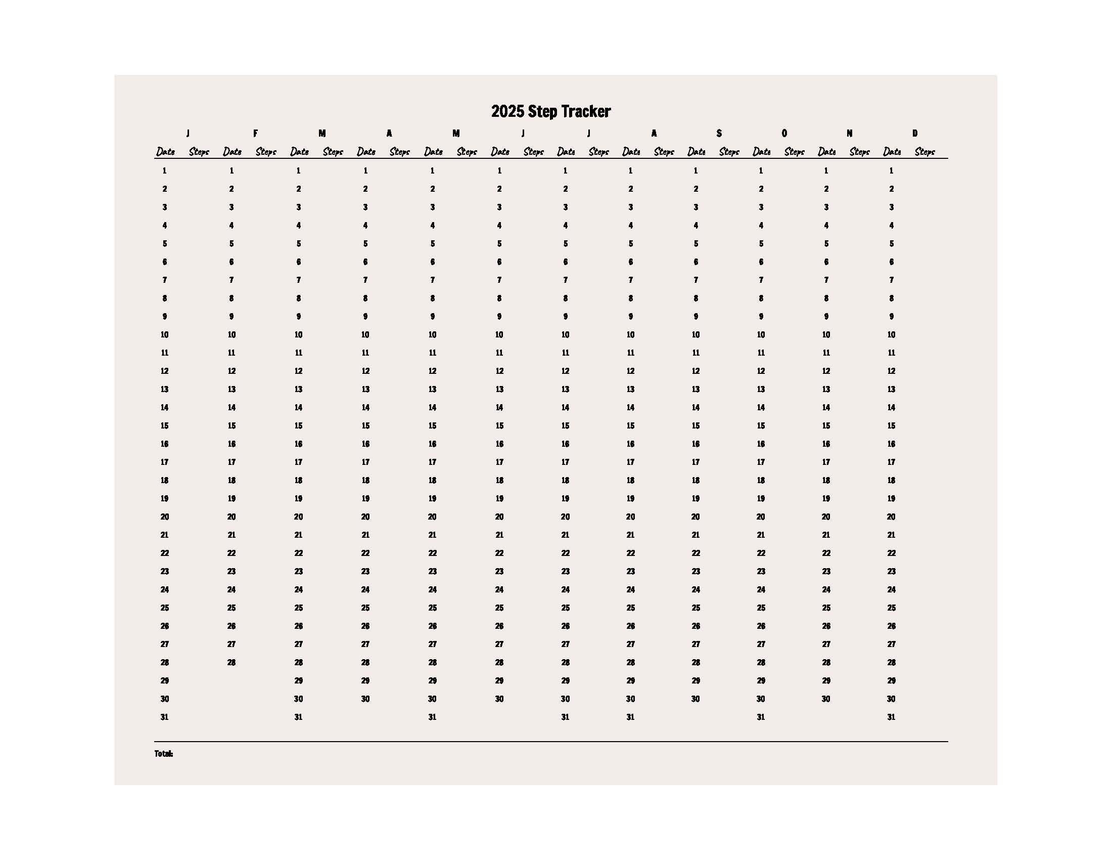 2025 Printable Step Tracker - Etsy
