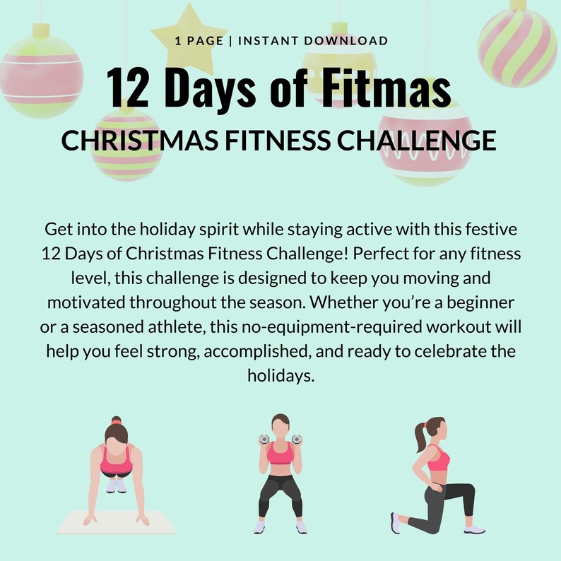 12 Days of Fitmass | Christmas Fitness Challenge - Etsy