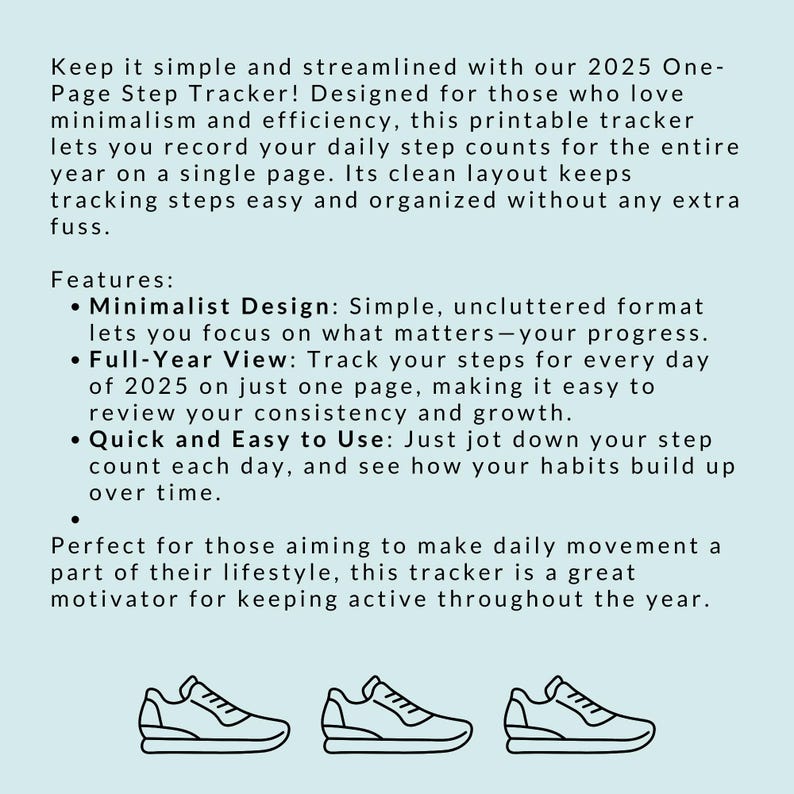 2025 Printable Step Tracker - Etsy