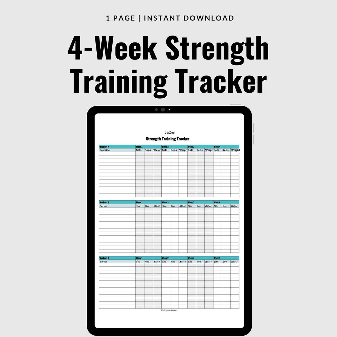 4 Week Strength Training Tracker - Etsy