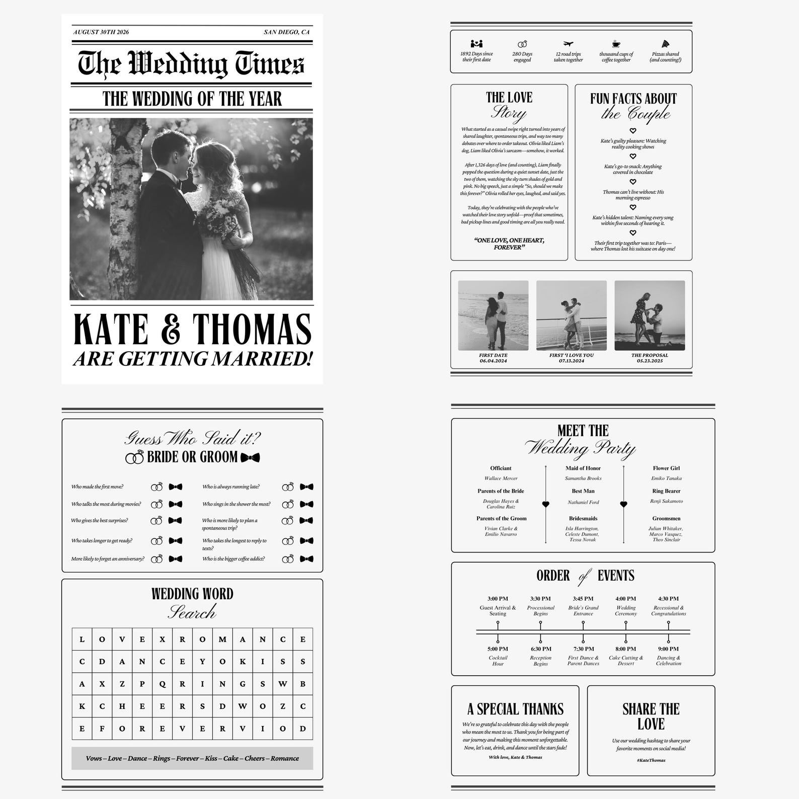 Wedding Newspaper Template With Photo, Wedding Newspaper Template ...