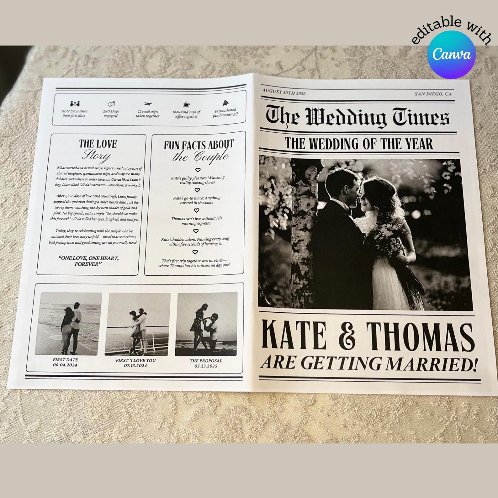 Wedding Newspaper Template With Photo, Wedding Newspaper Template ...
