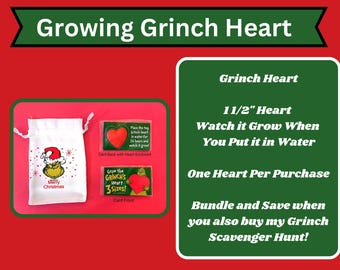 Growing Grinch Heart With Card - Etsy