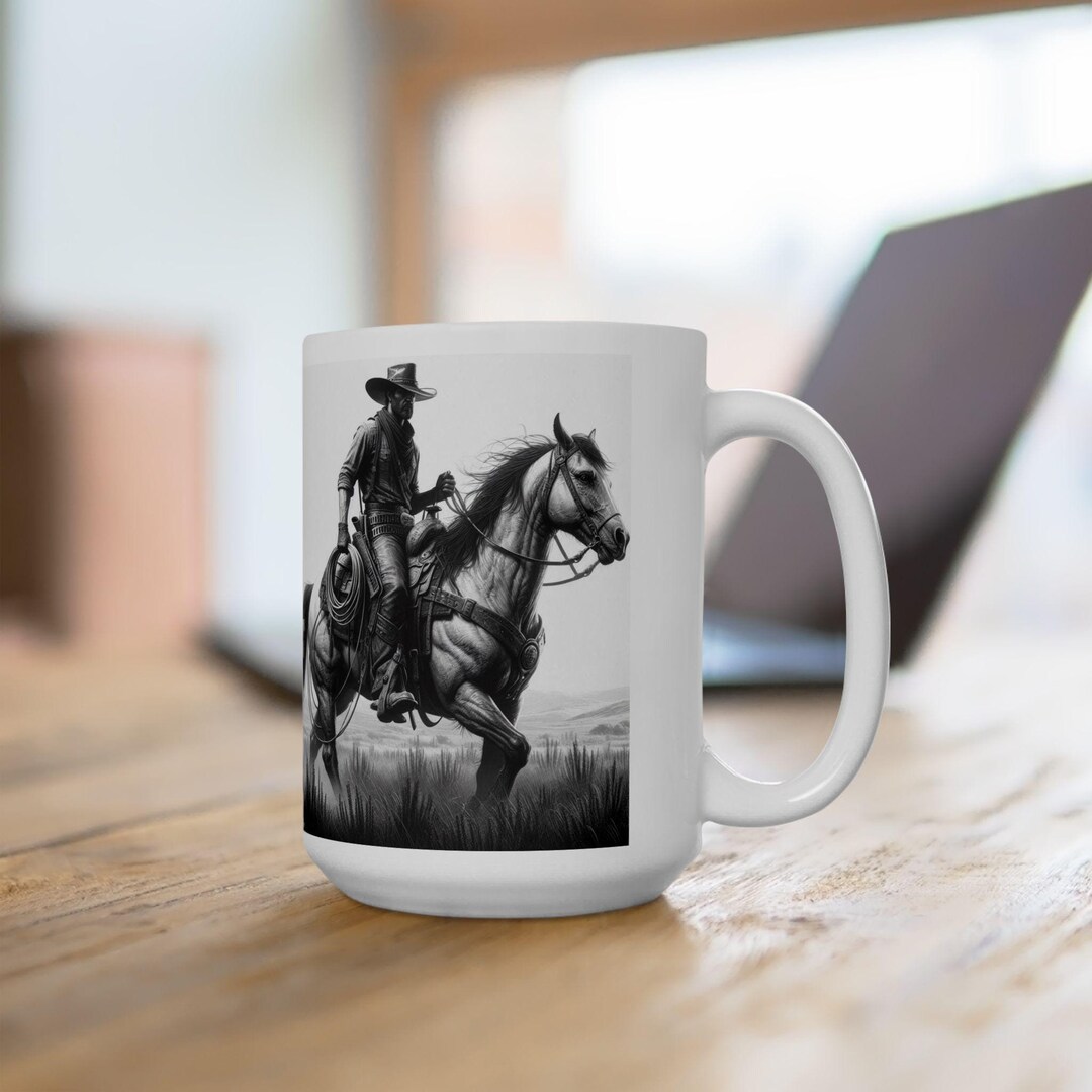 Mug-cowboy on a Ride -country and Western Coffee Cup - Etsy
