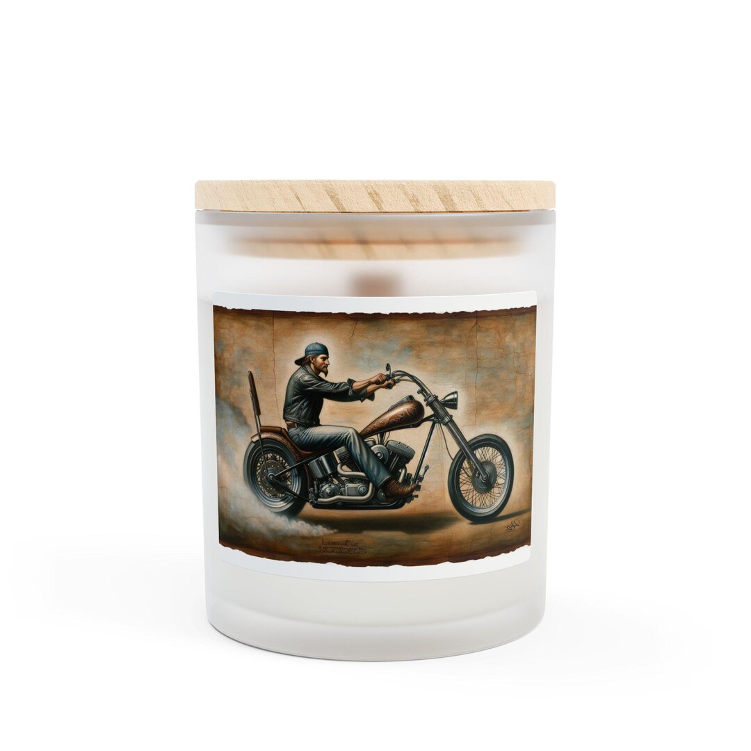 Motorcycle Ride Frosted Glass Candle, 11oz - Perfect Gift for Bikers ...