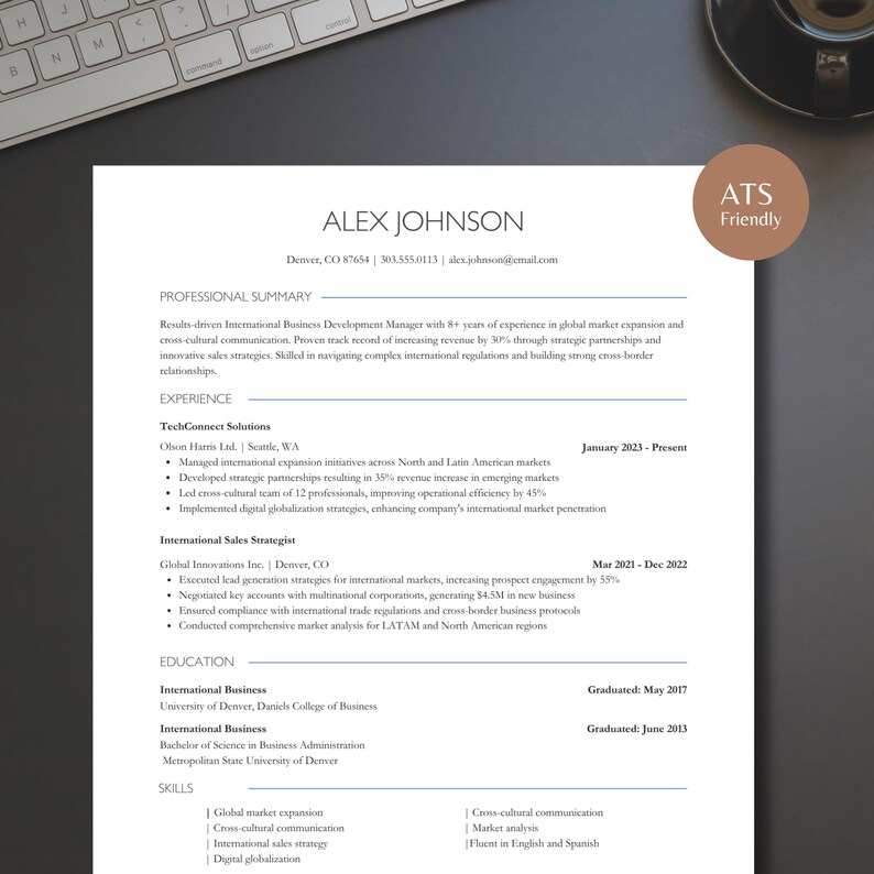ATS Friendly Resume Template for Google Docs, Word & Canva Resume, ATS ...