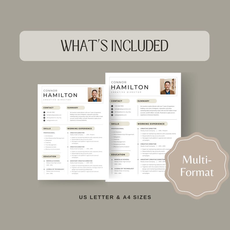 Professional Resume Template: Editable for Word, Google Docs, Canva - Etsy