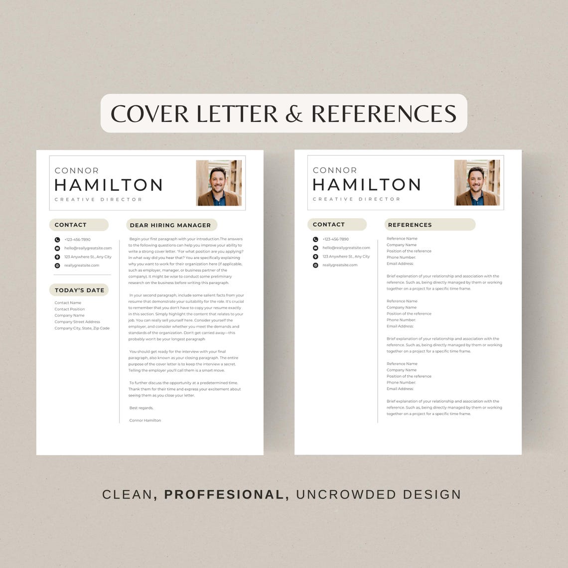 Professional Resume Template: Editable for Word, Google Docs, Canva - Etsy