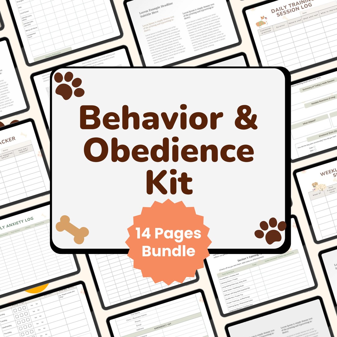 Dog Behavior & Obedience Training Kit | Command Tracker, Behavior Log ...