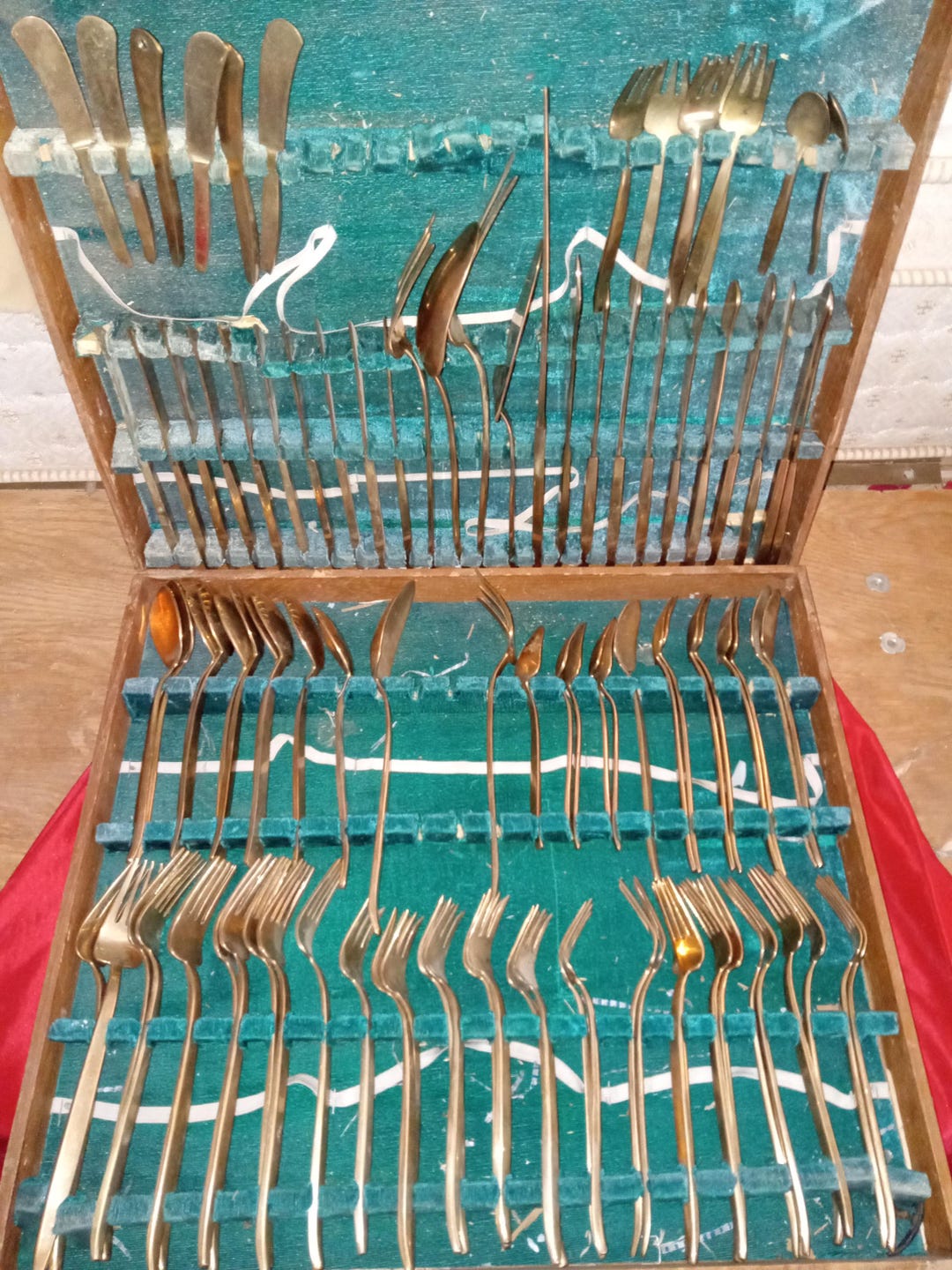 Vintage 101pc Bronze Flatware Set - Etsy