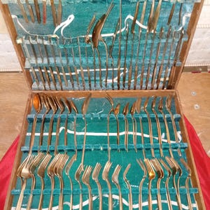 Vintage 101pc Bronze Flatware Set - Etsy