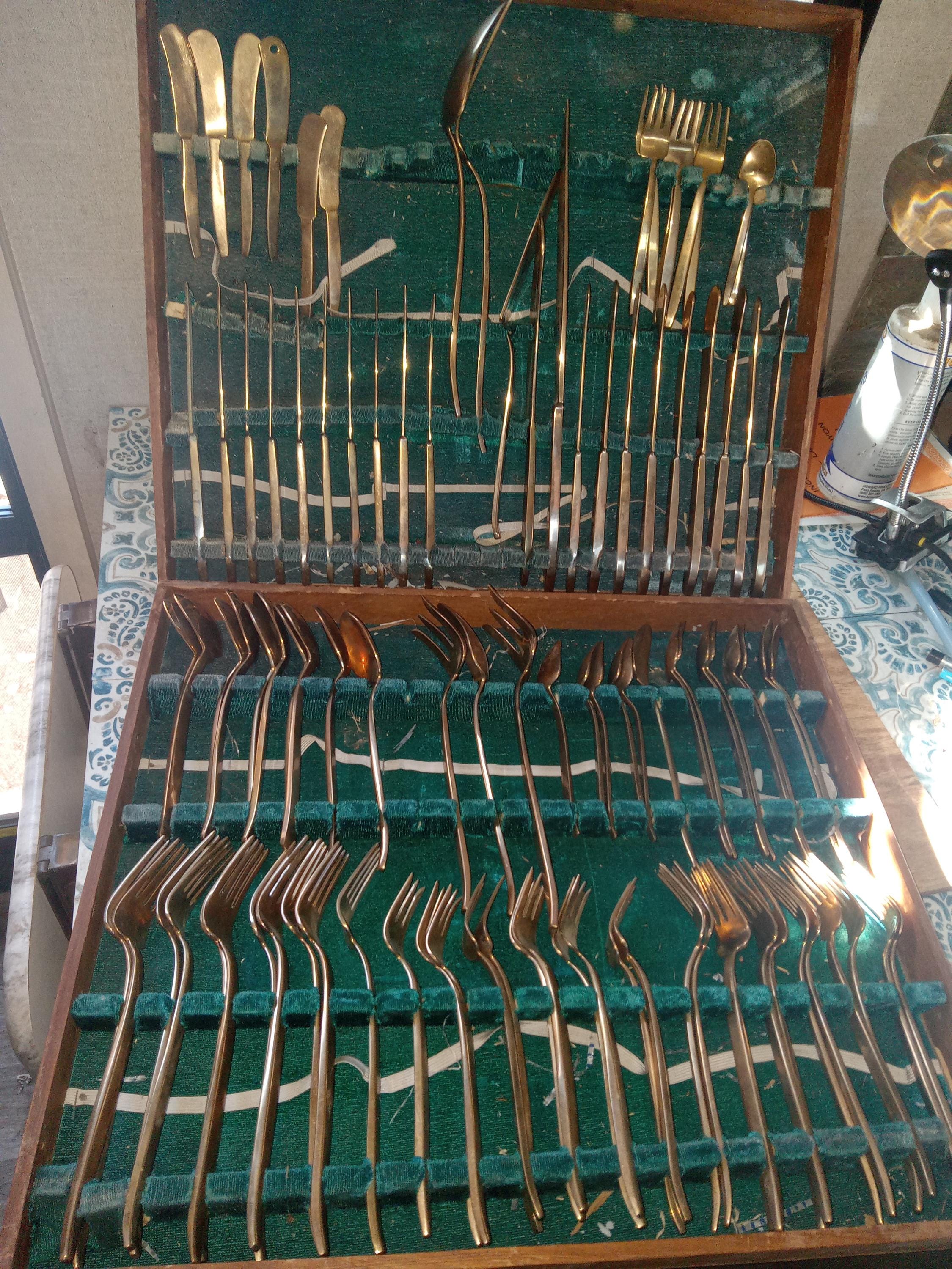 Vintage 101pc Bronze Flatware Set - Etsy