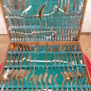 Vintage 101pc Bronze Flatware Set - Etsy