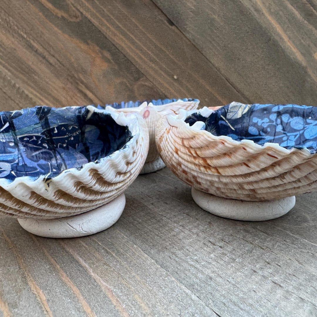 Set of 3 Decoupage Cockle Beach Bowls With Air Dry Clay Base. Great for ...