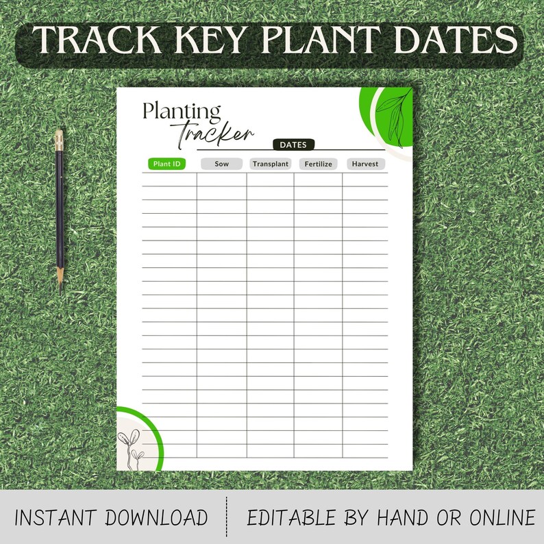 Planting Tracker | Garden Planner PDF Editable | Plant Harvest Tracker ...