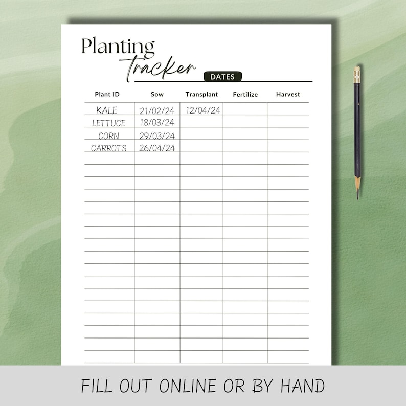 Planting Tracker | Garden Planner PDF Editable | Plant Harvest Tracker ...