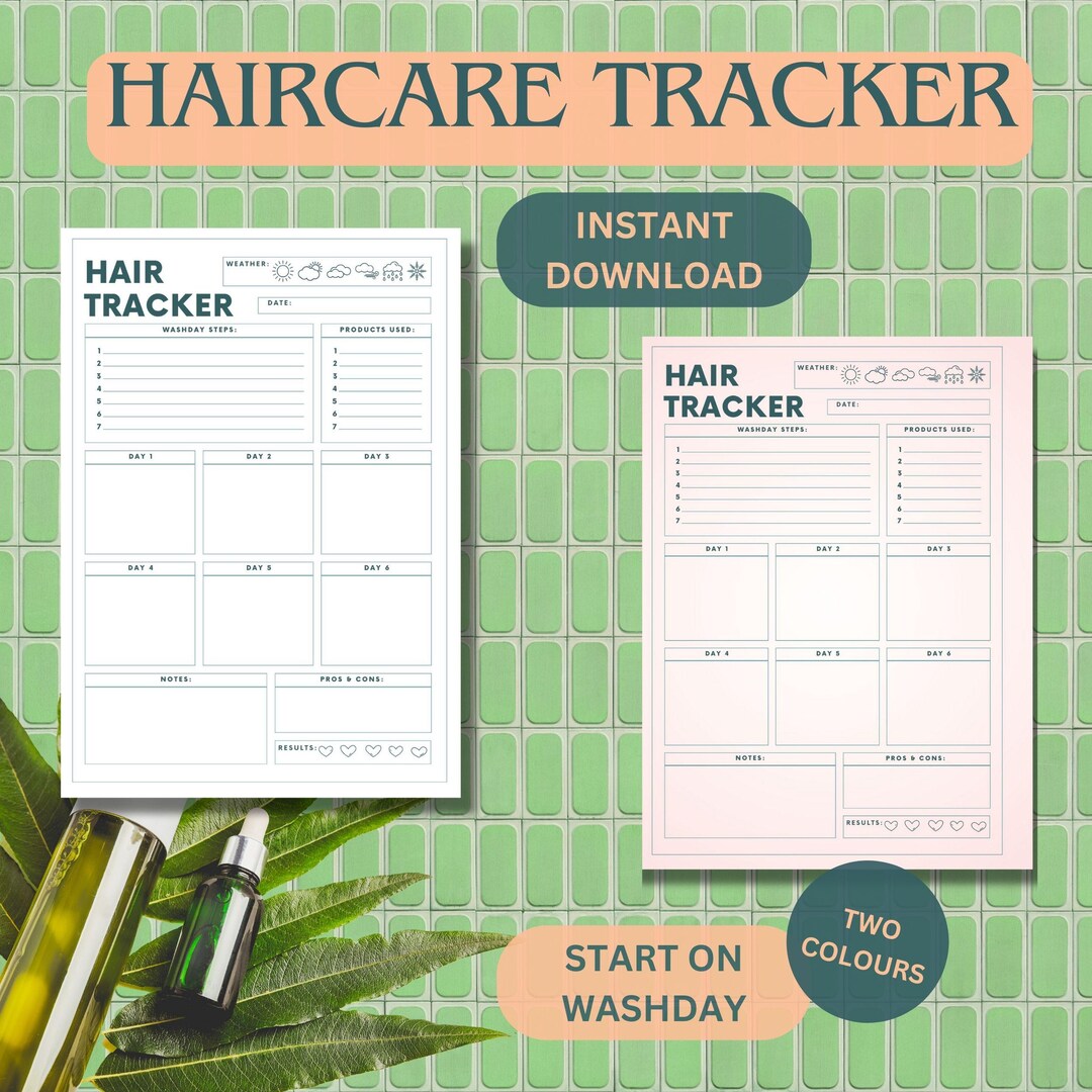 Haircare Printable Planner | Natural Curl Routine Checklist | Wavy Hair ...