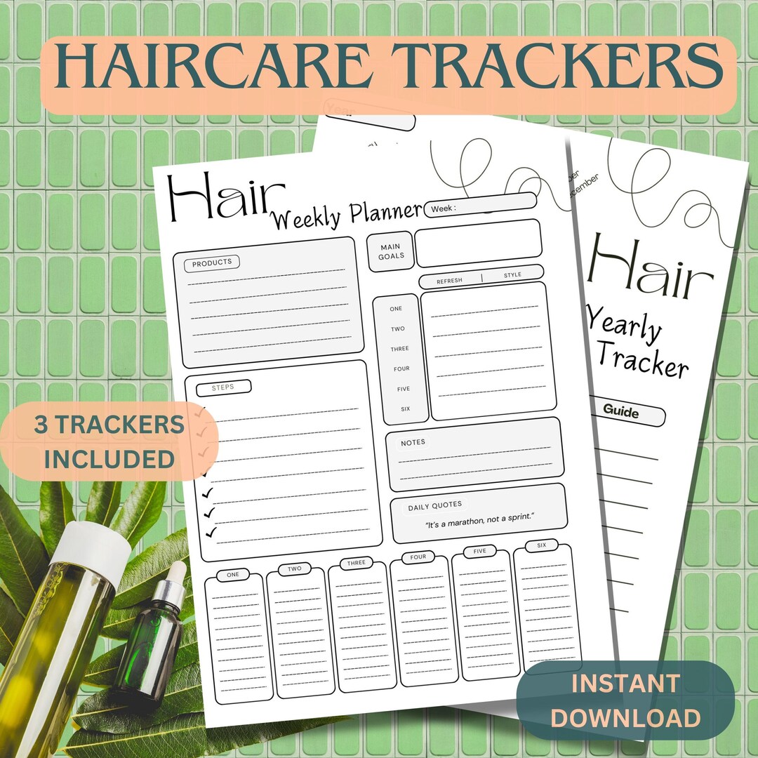 Haircare Planner Template Bundle | PRINTABLE Journal Pages | Editable ...