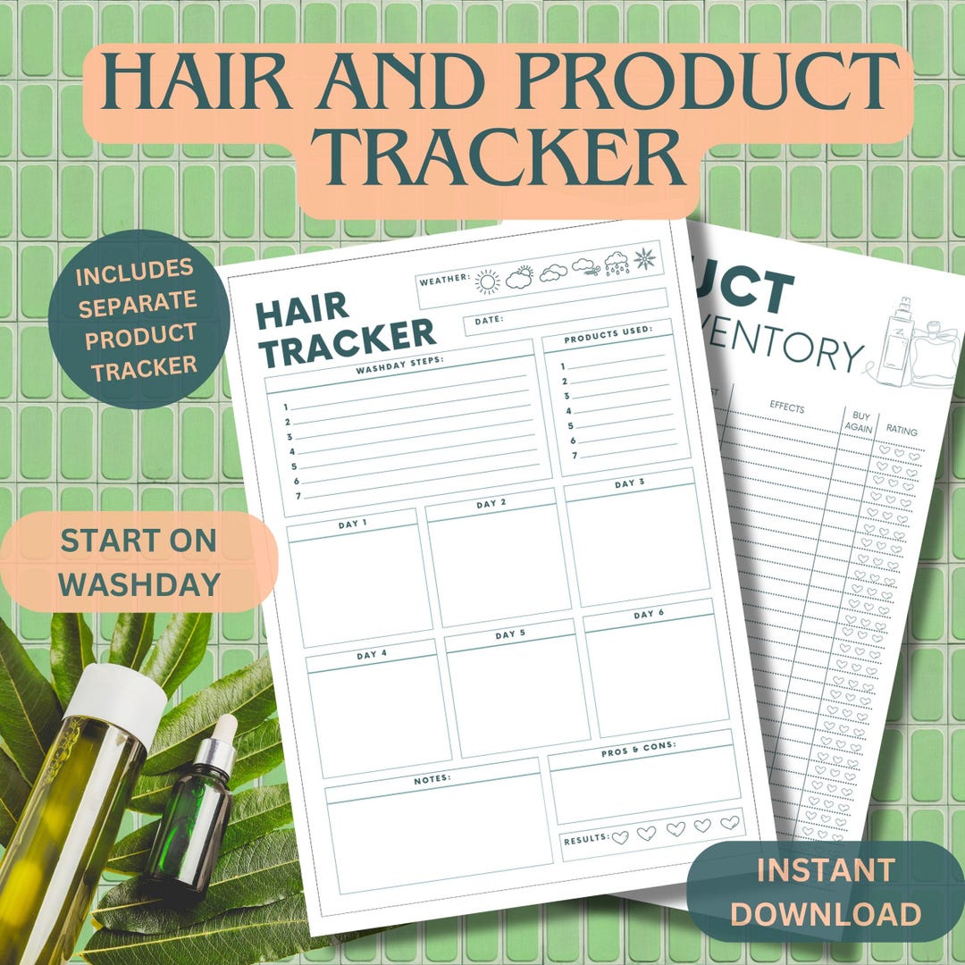 Hair Care Tracker | PRINTABLE Journal Page | Hair Wash Tracker ...
