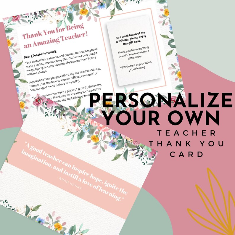 Personalised Thank You Card for End of School or Daycare With ...