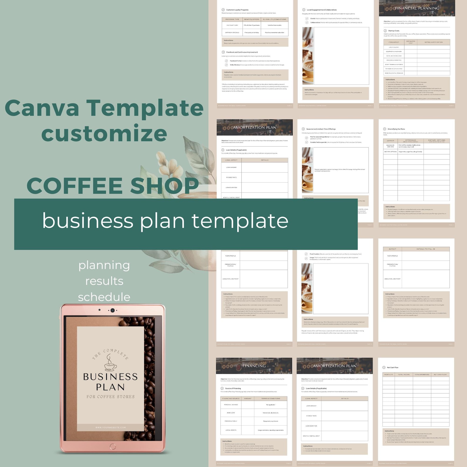 Coffee Shop Business Plan Template: Editable Canva Planner (digital ...