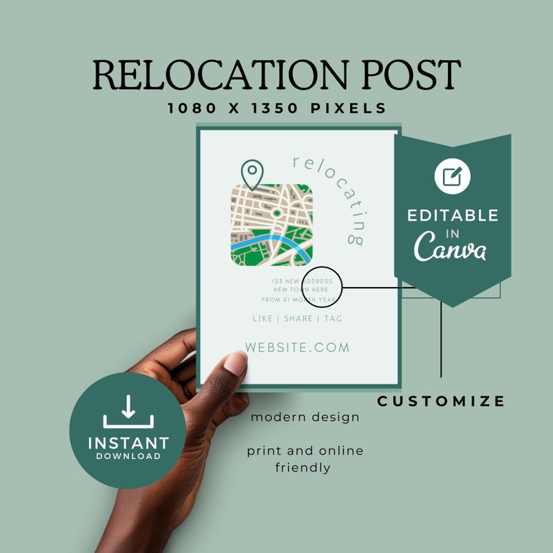 Moving Announcement Flyer & Instagram Post Template: Editable Canva ...