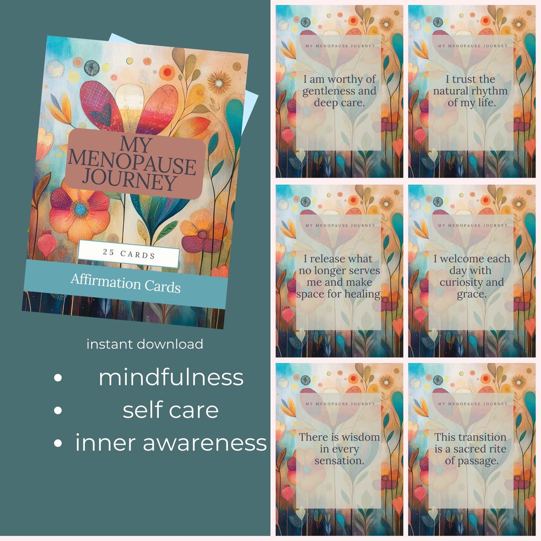 Floral Menopause Affirmation Cards: Self-care Mantras (digital Download ...