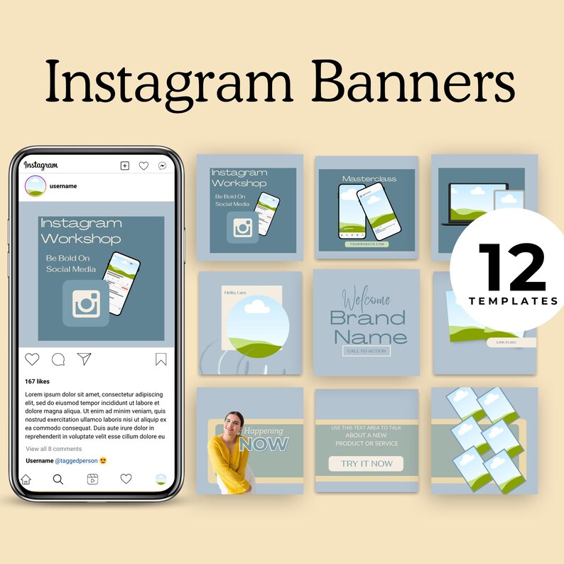 Coastal Theme Instagram Pinned Banner Templates – Editable Canva ...