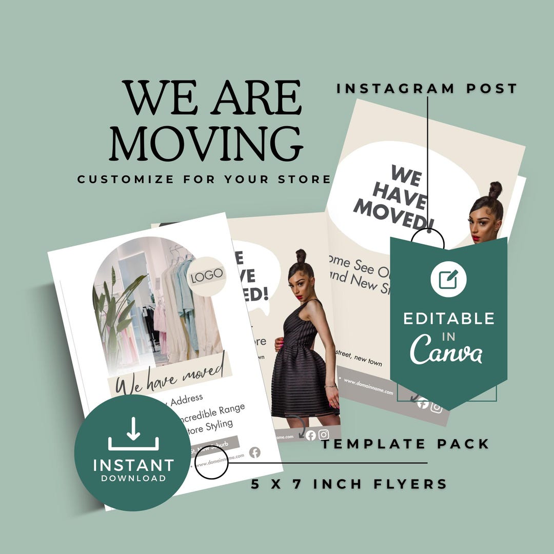 We Have Moved Flyer & Instagram Post Template | Editable Canva Business ...