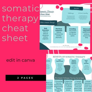 Somatic Therapy Cheat Sheet: Customizable Canva Template (instant ...