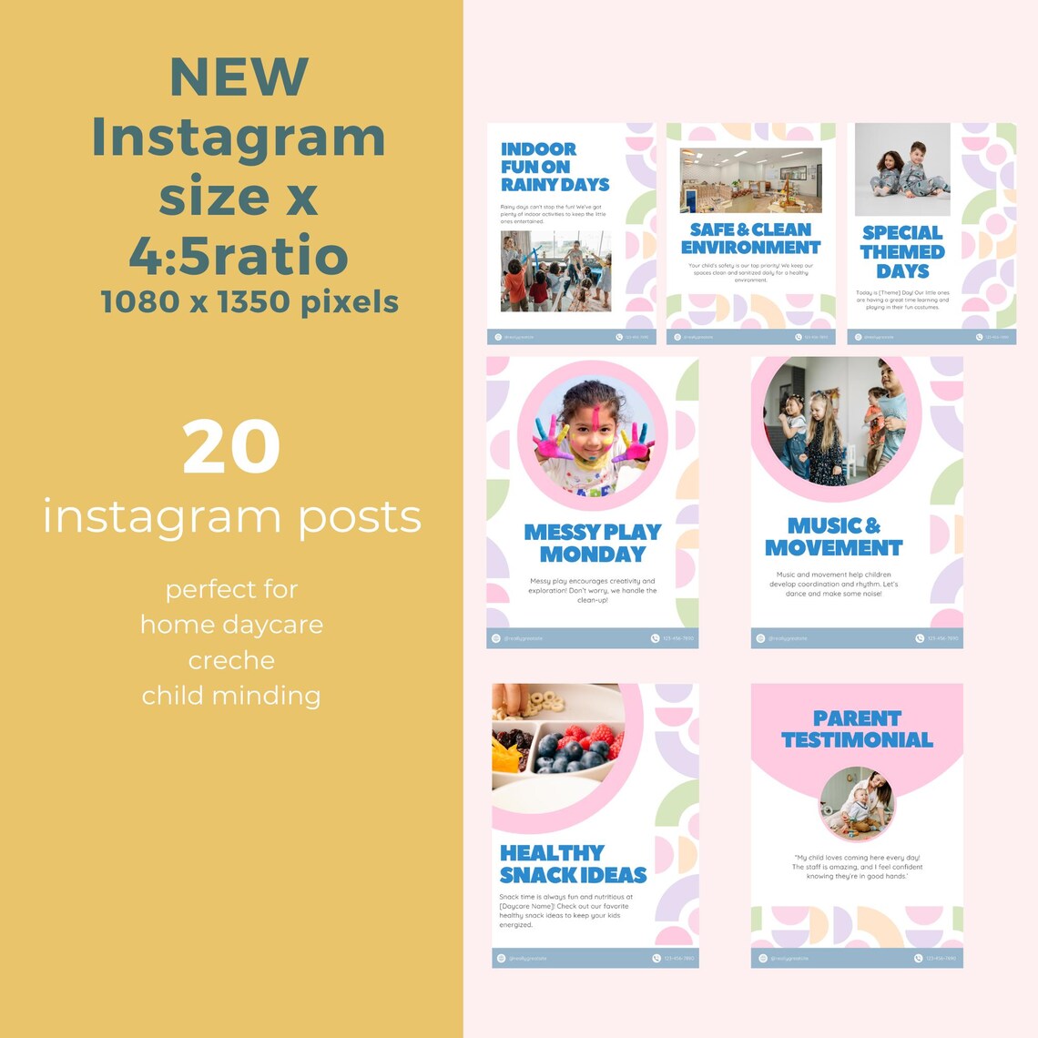 20 Instagram Templates for Family Daycare & Creche – 1080x1350 Canva ...