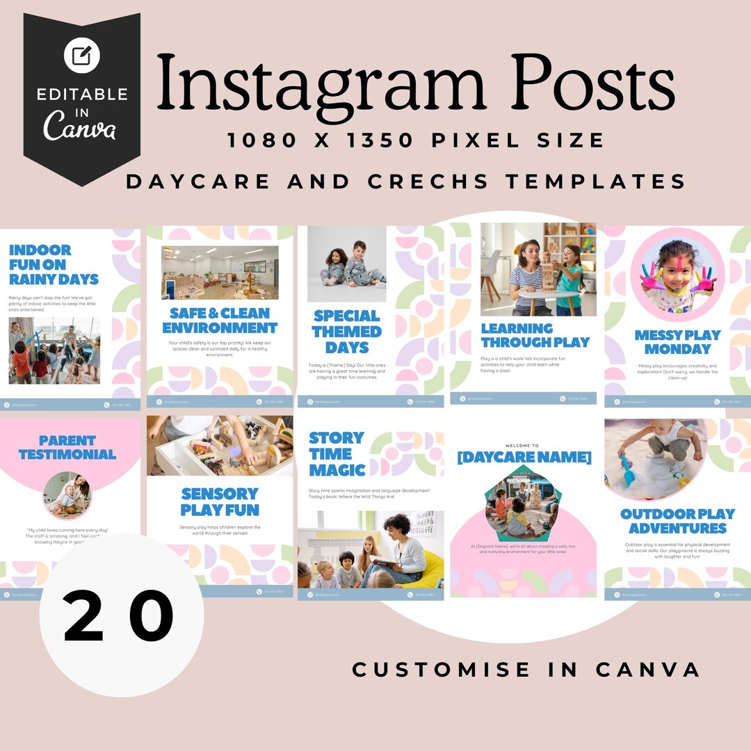 20 Instagram Templates for Family Daycare & Creche – 1080x1350 Canva ...