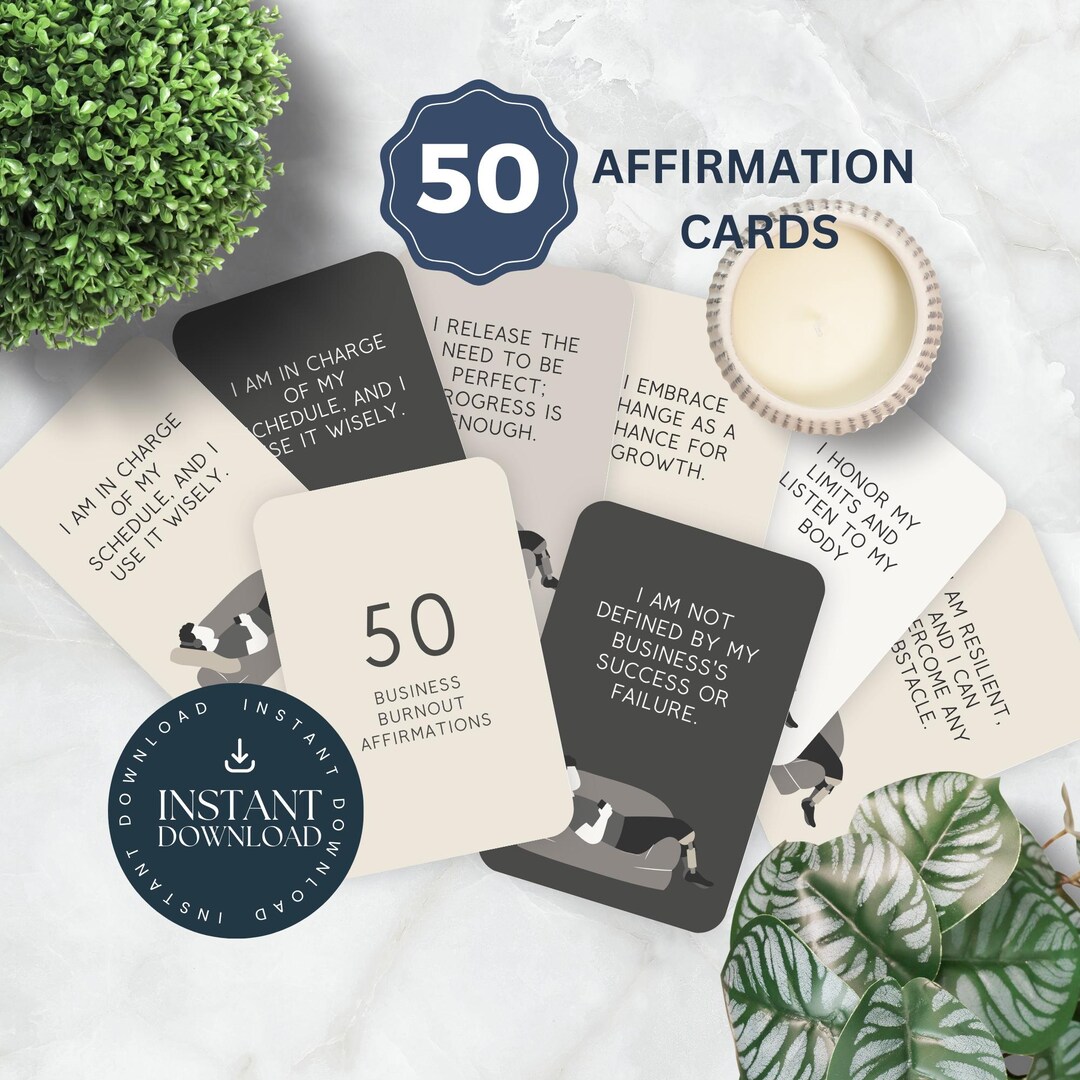 Burnout Affirmation Cards for Business Women: Digital Wellness (PDF ...