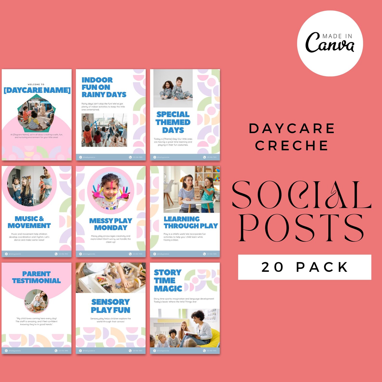 20 Instagram Templates for Family Daycare & Creche – 1080x1350 Canva ...