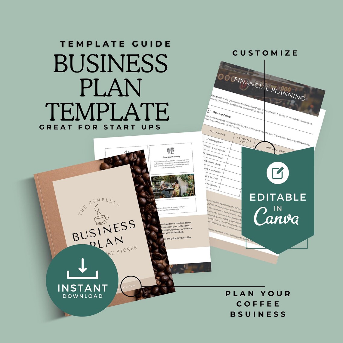 Coffee Shop Business Plan Template: Editable Canva Planner (digital ...