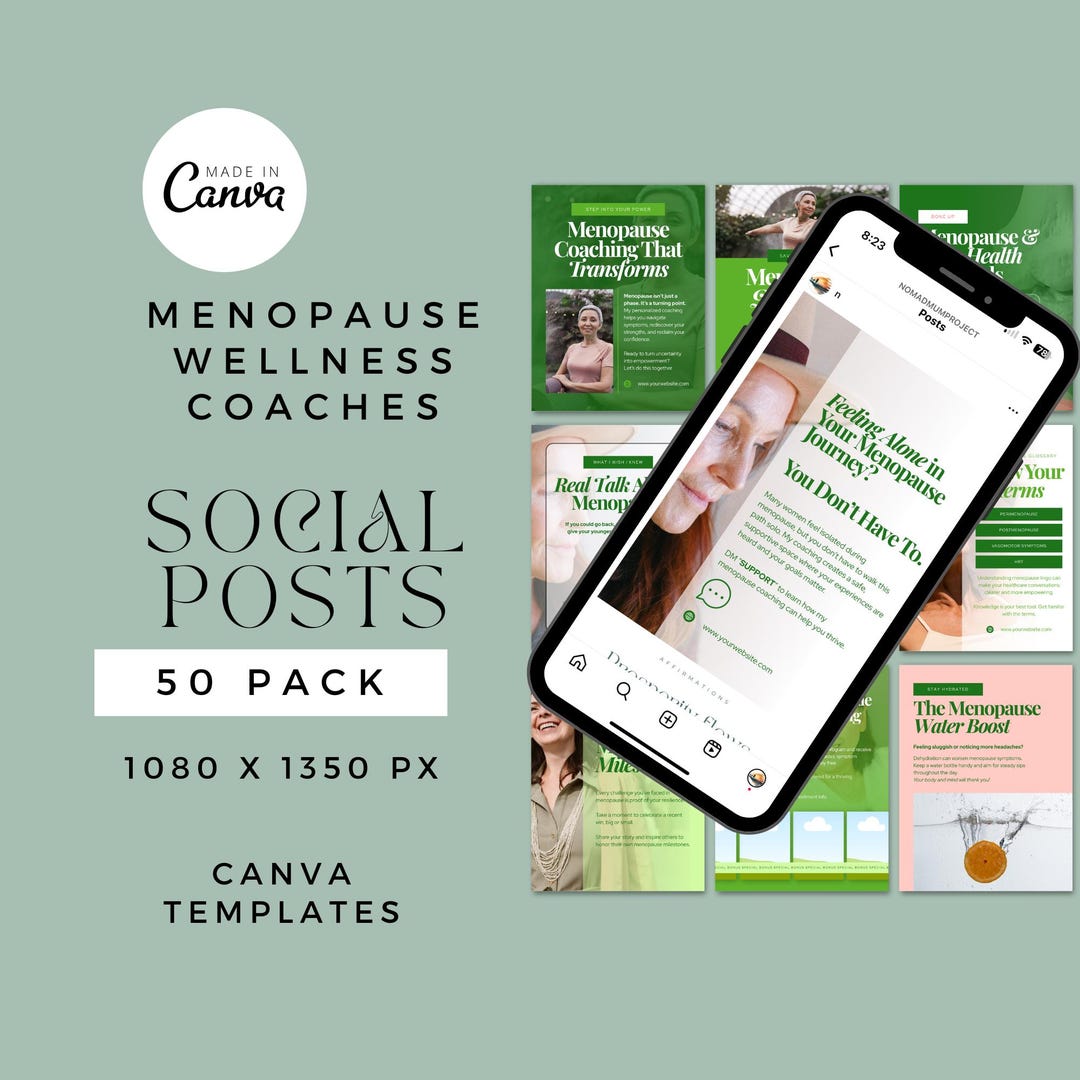 Menopause Instagram Canva Templates | Perimenopause Social Media Kit ...