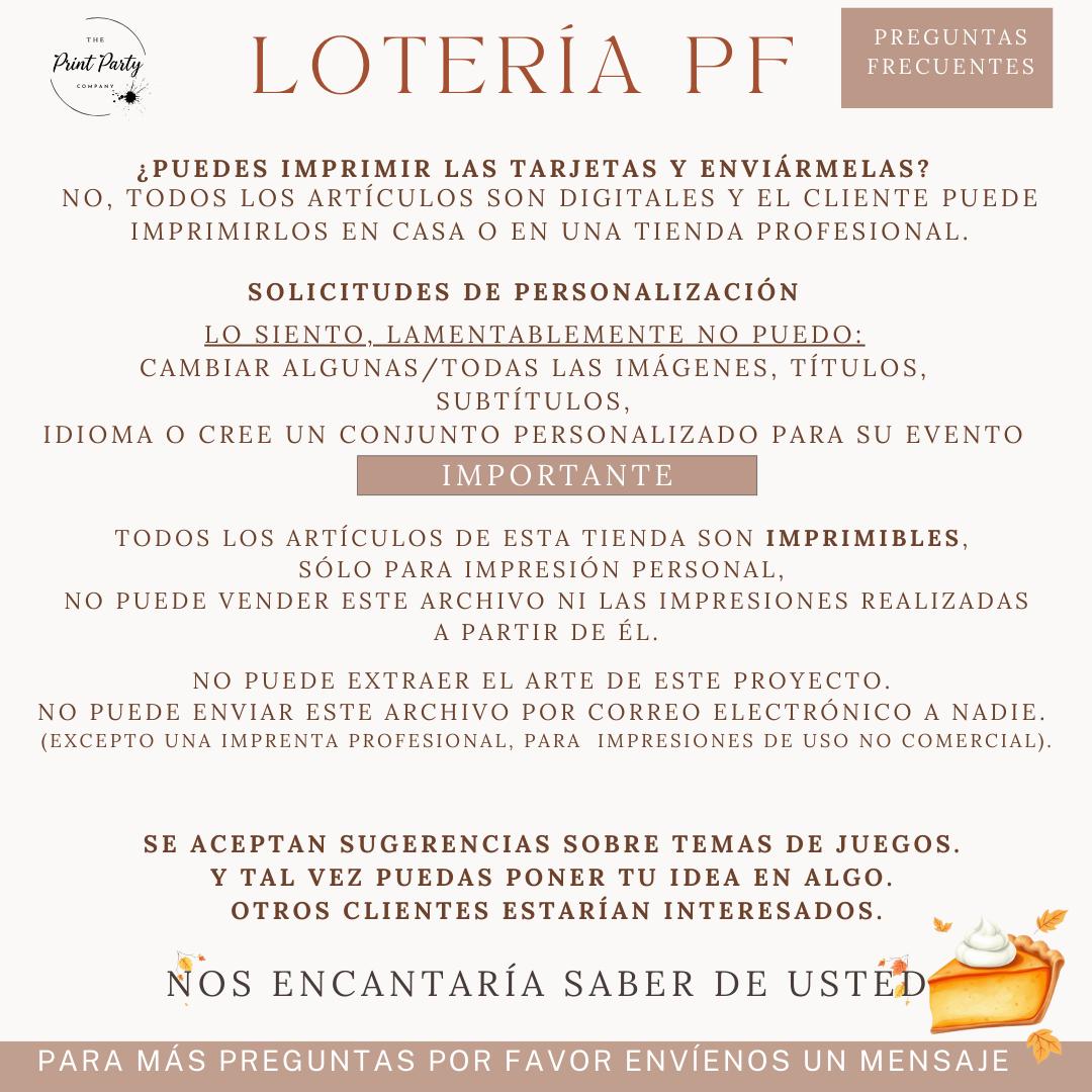 Lotería De Acción De Gracias, Lotería De Otoño, Lotería Mexicana, 50 ...
